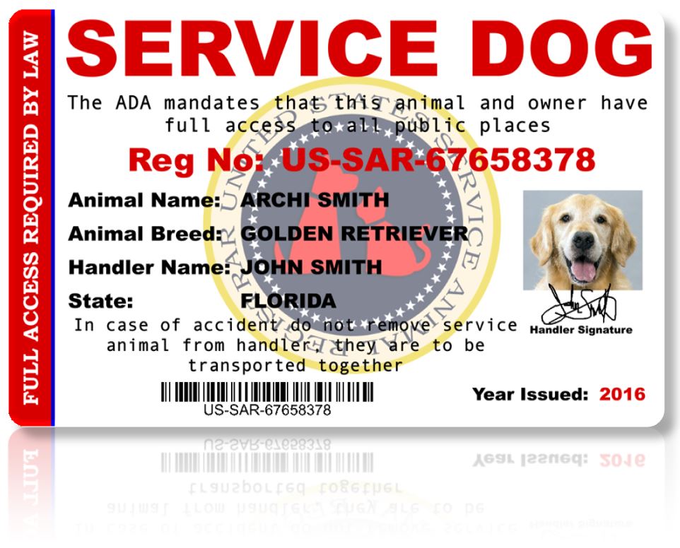 Emotional Support Dog Certificate ID Card Letter Registration Service 